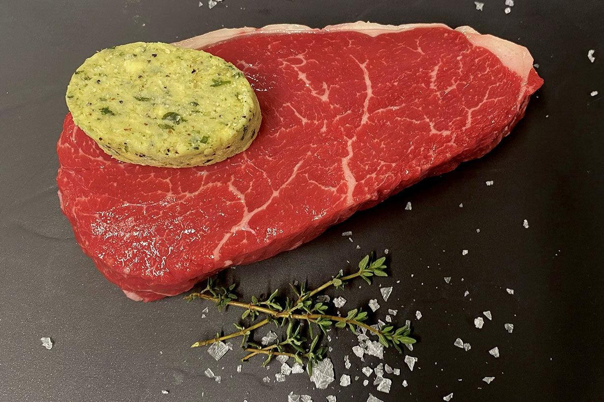 Scotch Beef Sirloin Steak with Garlic & Herb Butter (247g) – JW Galloway